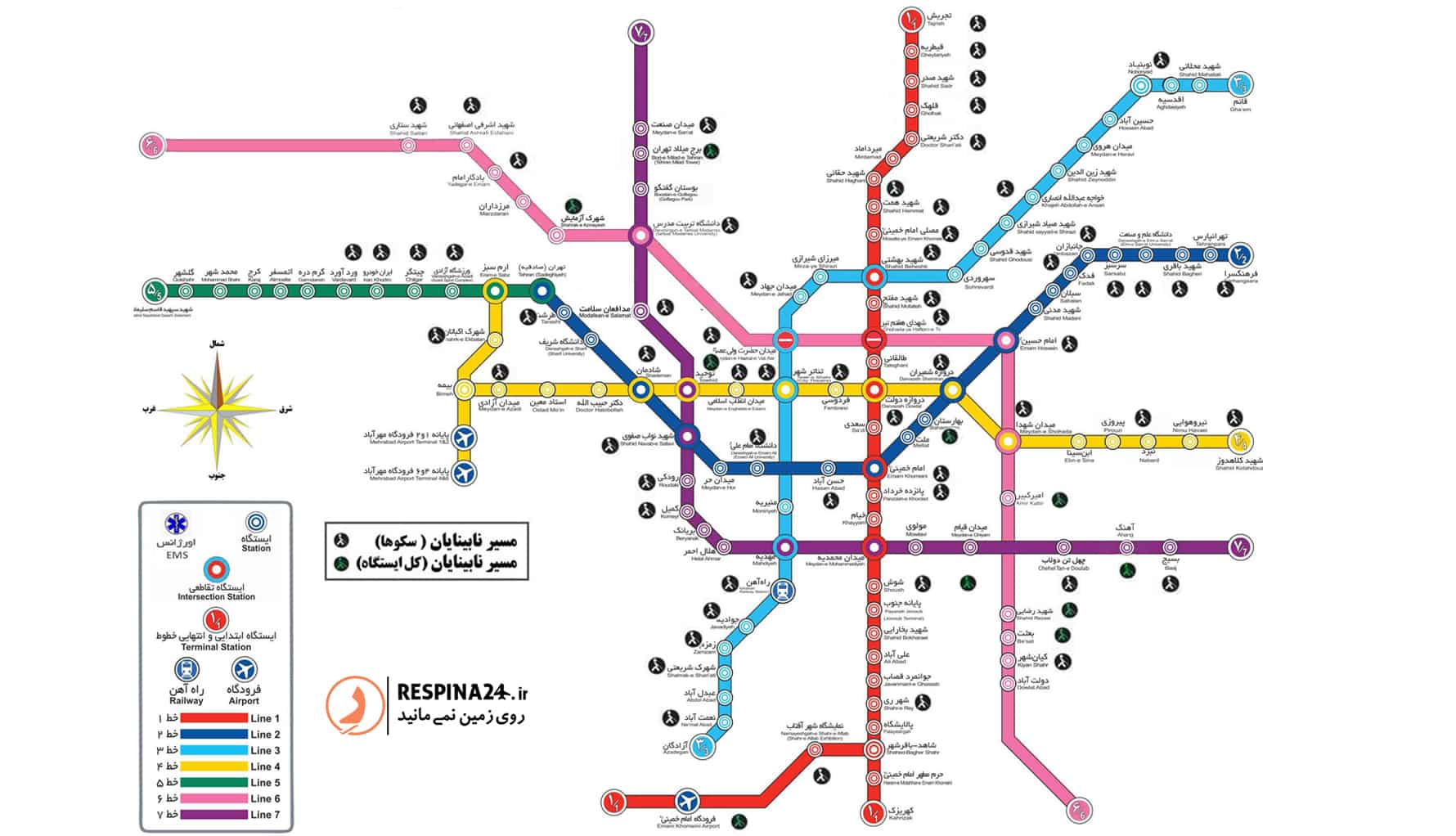 نقشه مترو تهران - ساعت کاری و قیمت بلیط + دانلود نقشه 1402